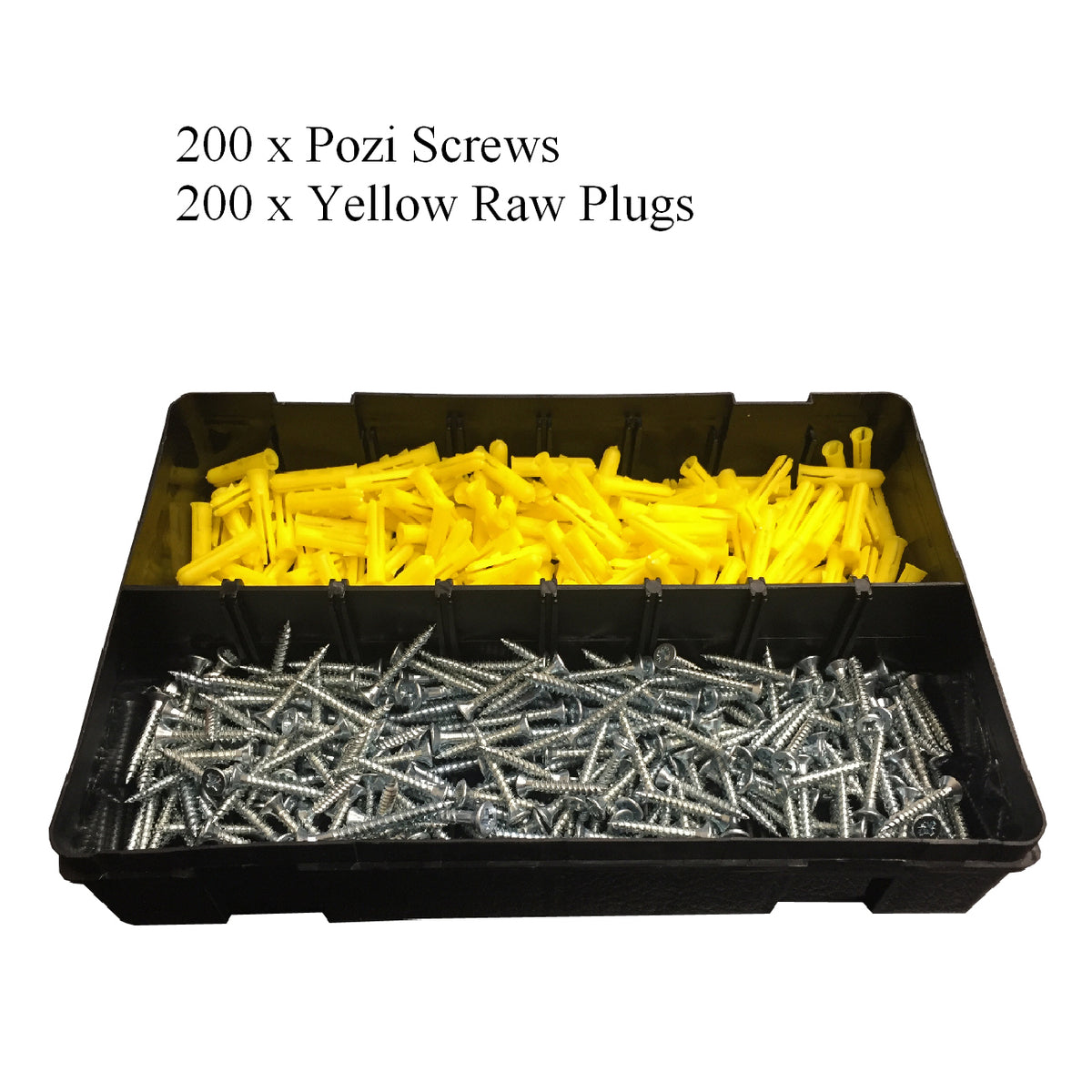 400 x Pozi Screws &Yellow Raw Plugs, 6 x 1" Twin Thread — Homesmart