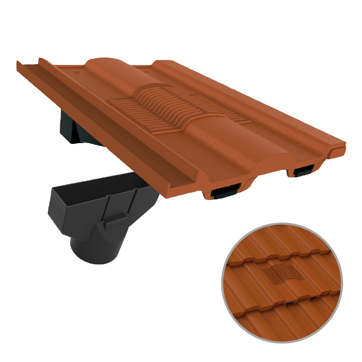 Terracotta Castellated Roof Tile Vent & Adapter for Marley Ludlow Redl ...