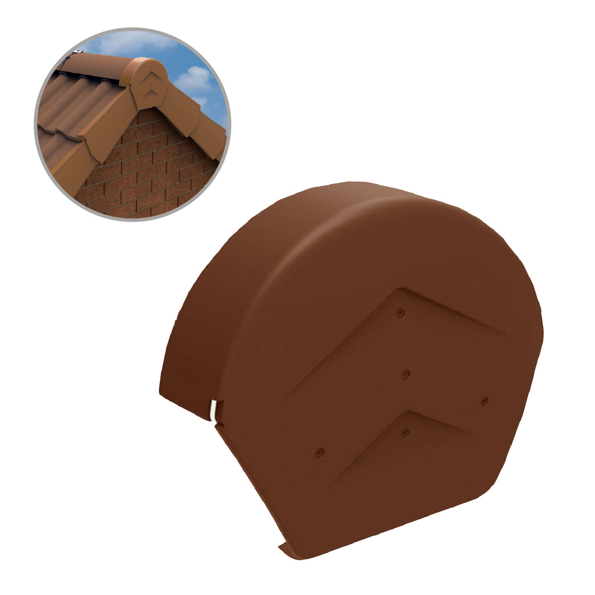 Terracotta Rounded Ridge End Cap for Dry Verge Systems — Homesmart