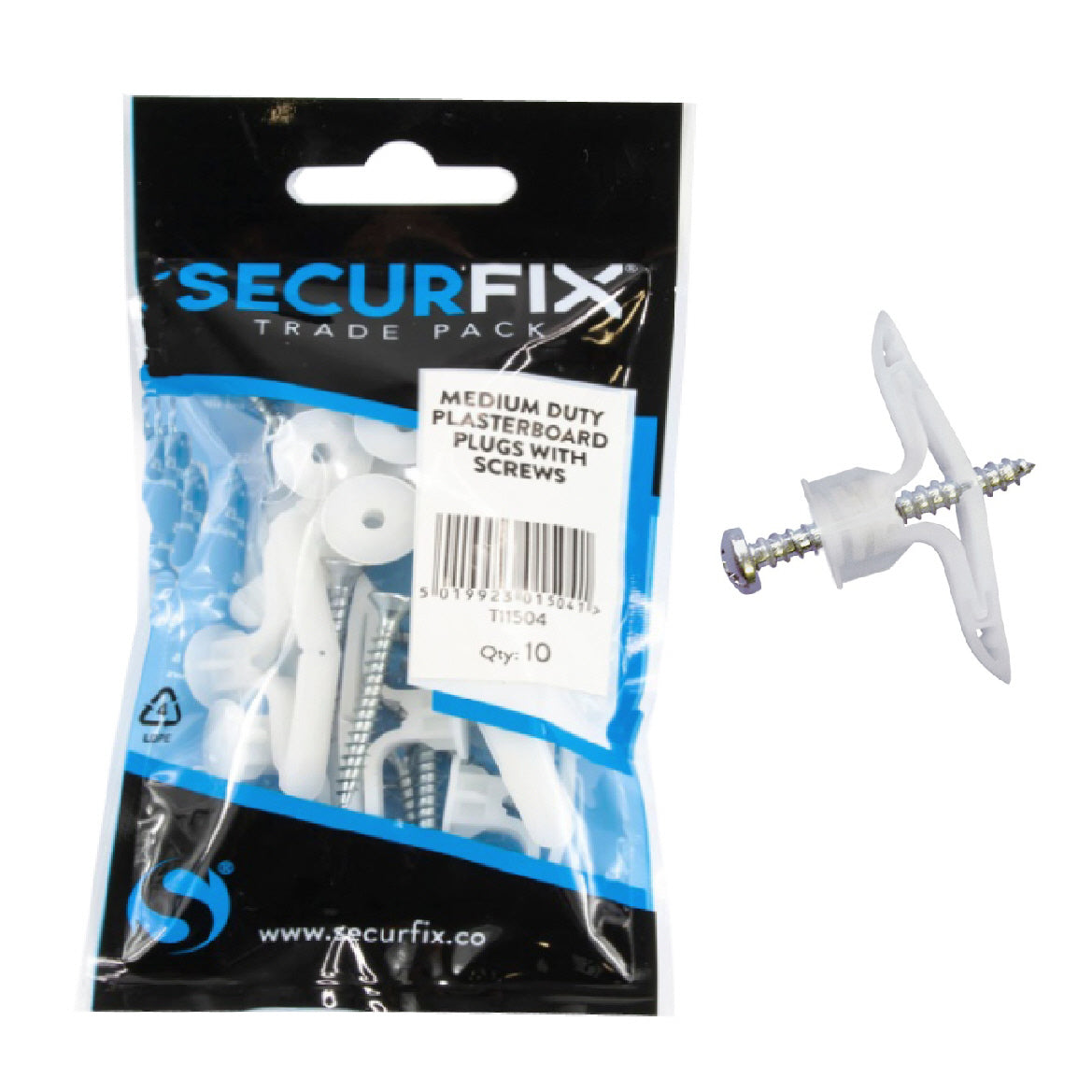 10 x Spring Toggle Plasterboard Plugs, Cavity Wall Expansion Fixings ...