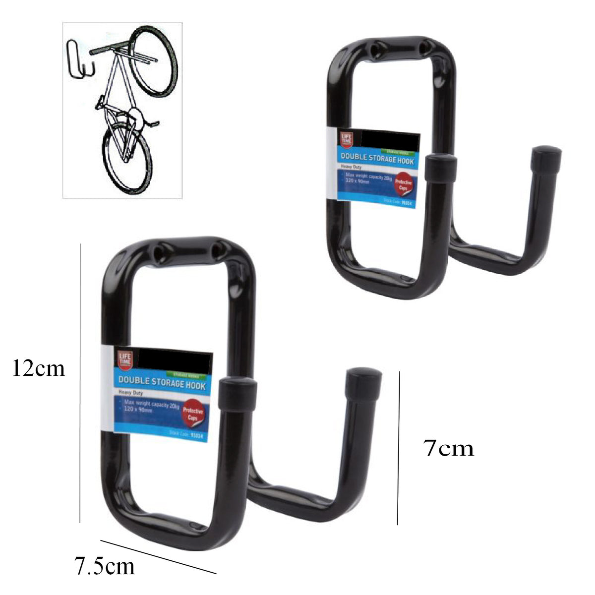 2 x Heavy Duty Double Bike Storage Hooks Wall Mounted — Homesmart