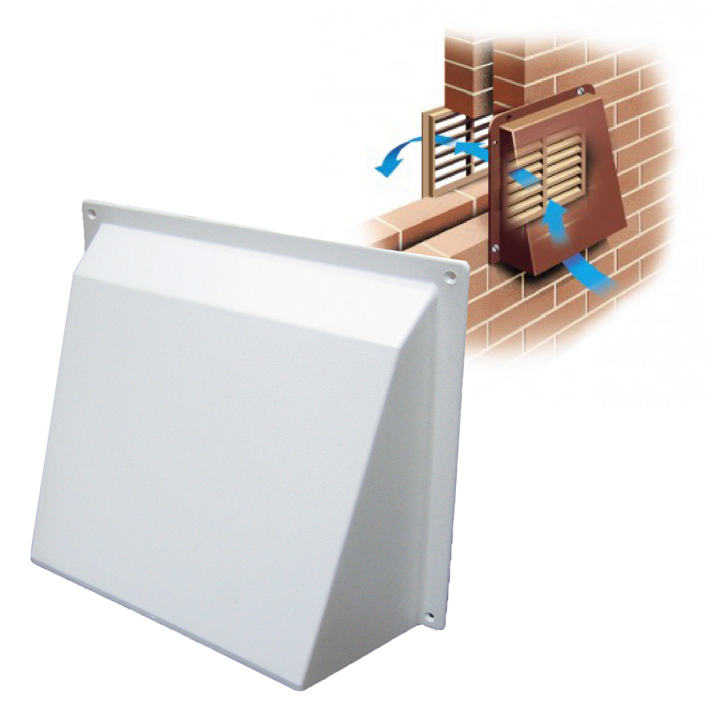 White Hooded Cowl Vent Cover for Air Bricks Grilles Extractors Vents ...