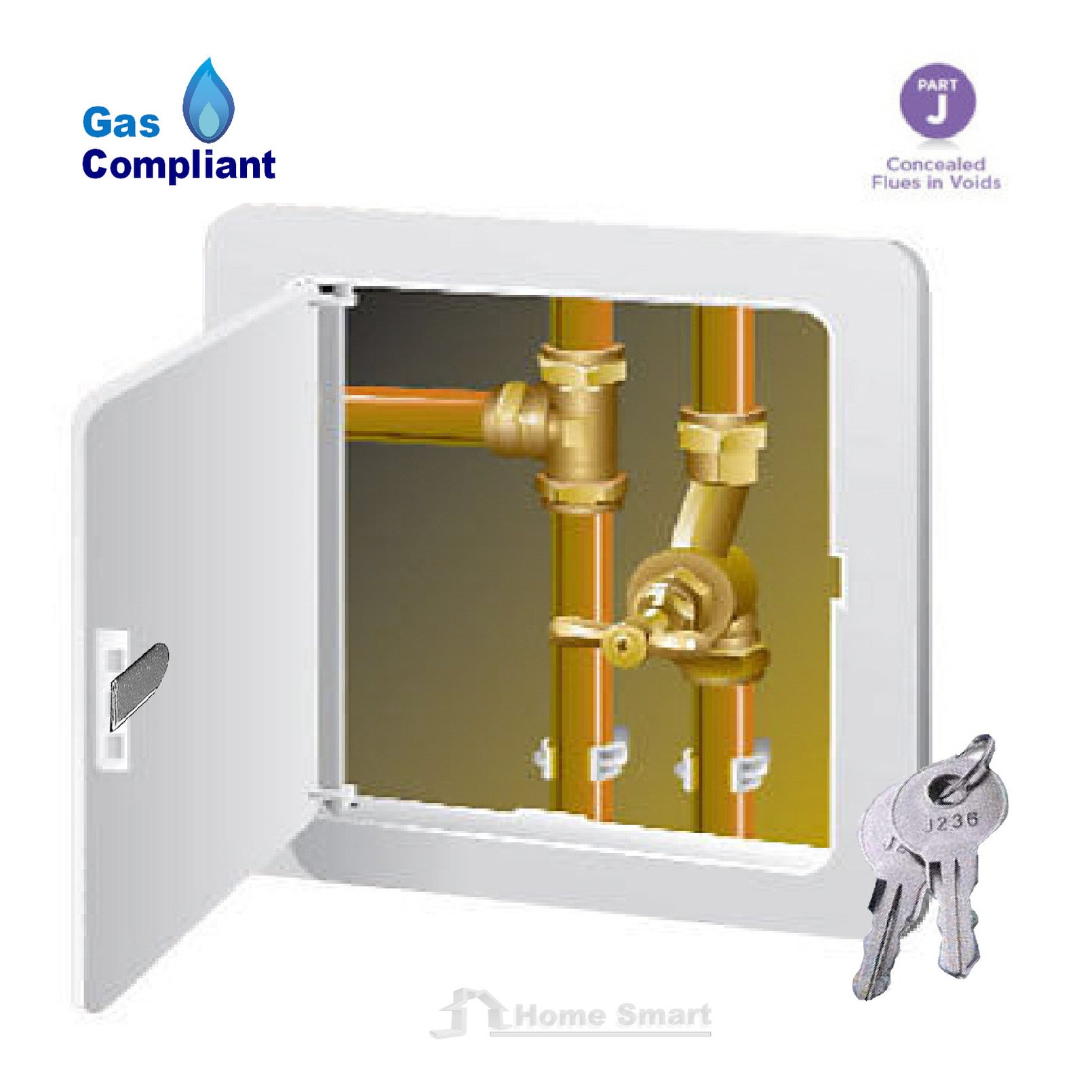 White Access Panel Inspection Hatch Gas Safe Key Lock. — Homesmart