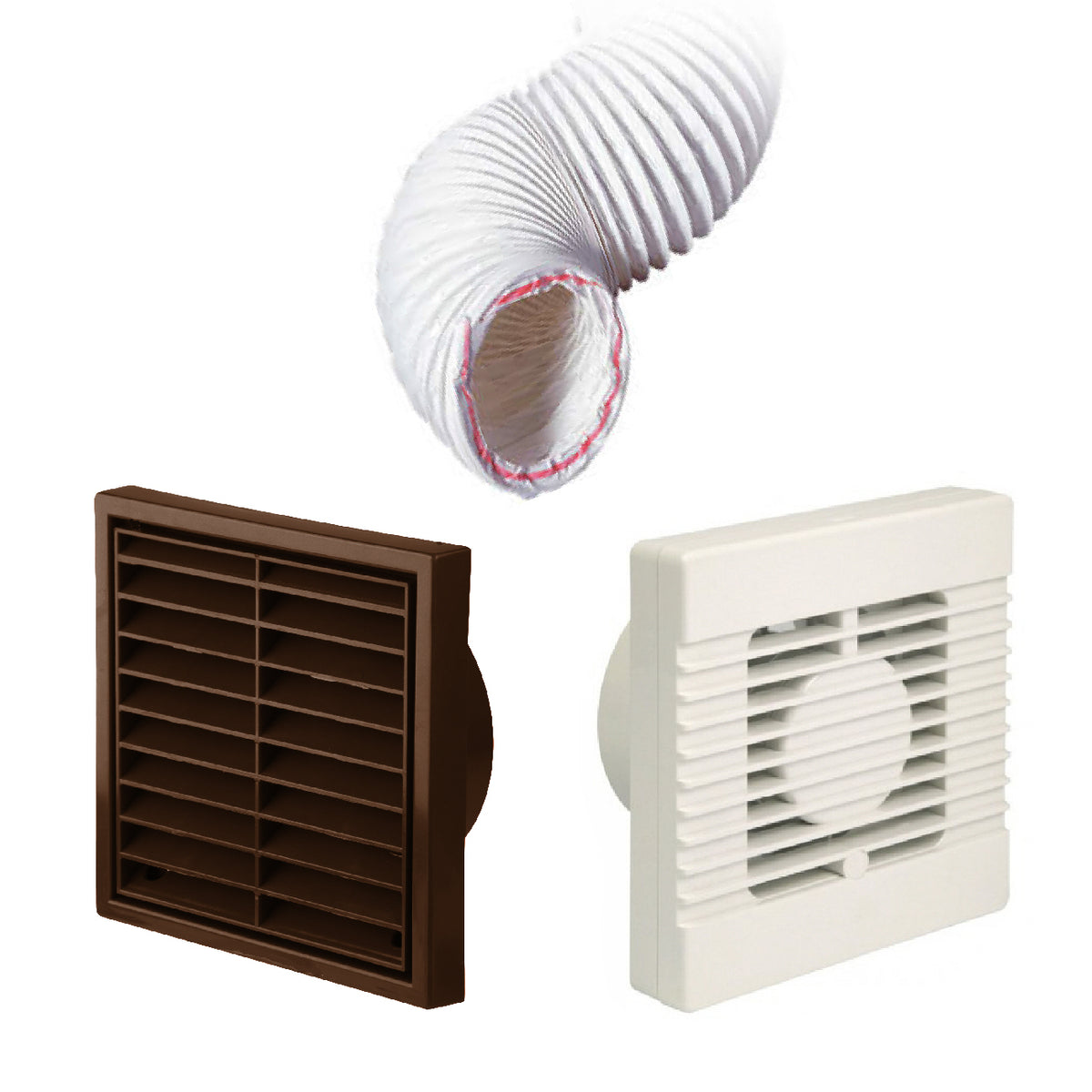 Manrose Standard Fan Brown Louvre 4 Inch Extractor Fan Ducting Kit ...