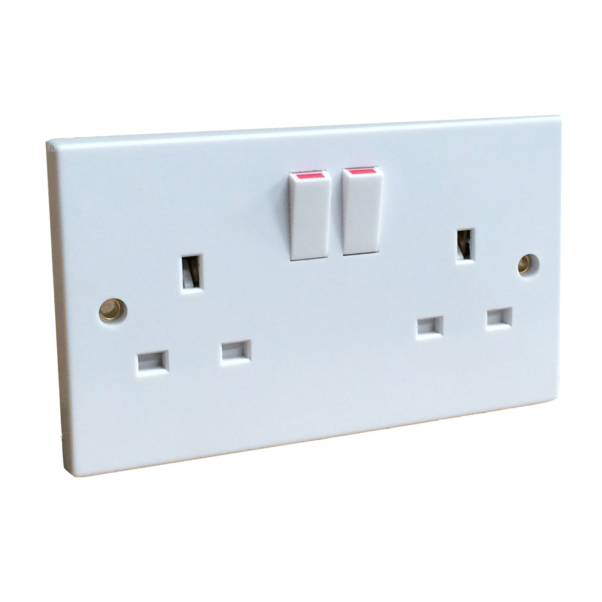 10 Pack of White Double Wall Sockets 2 Gang Square Edge. — Homesmart